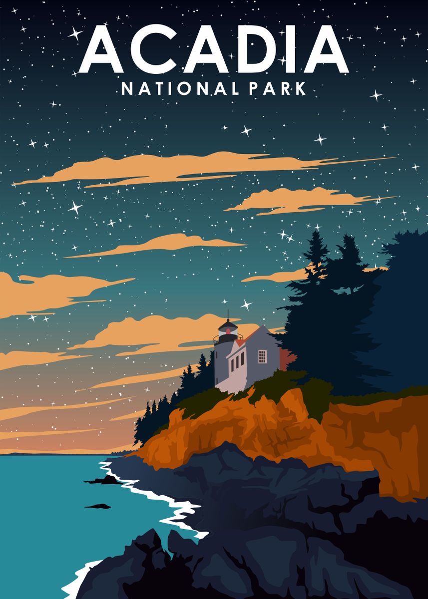 'Acadia National Park Night' Poster, picture, metal print, paint by ...