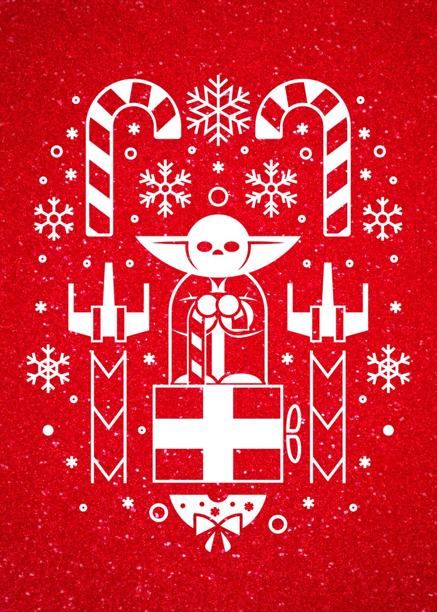 'Christmas Yoda red' Poster, picture, metal print, paint by Star Wars ...