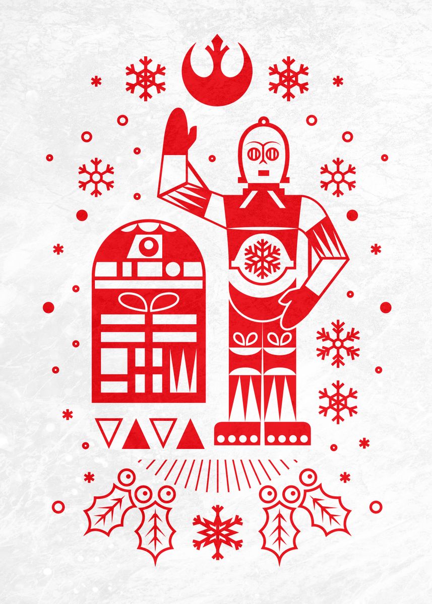 'Christmas droids' Poster, picture, metal print, paint by Star Wars ...