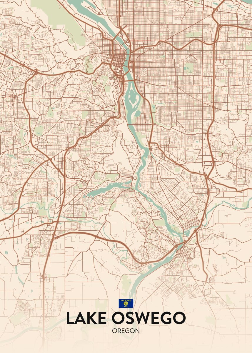 'Lake Oswego OR' Poster, picture, metal print, paint by IMR Designs ...