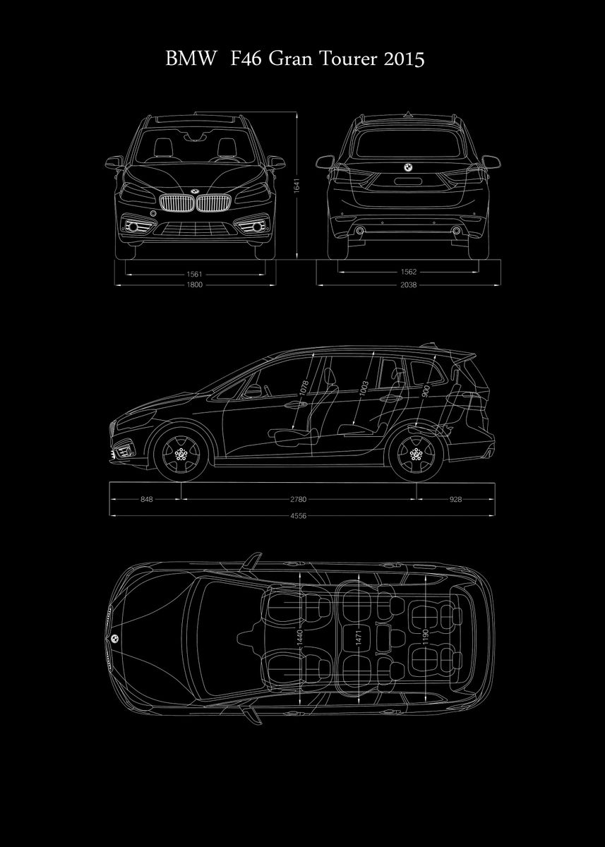'BMW F46 Gran Tourer 2015' Poster, picture, metal print, paint by ke ke ...
