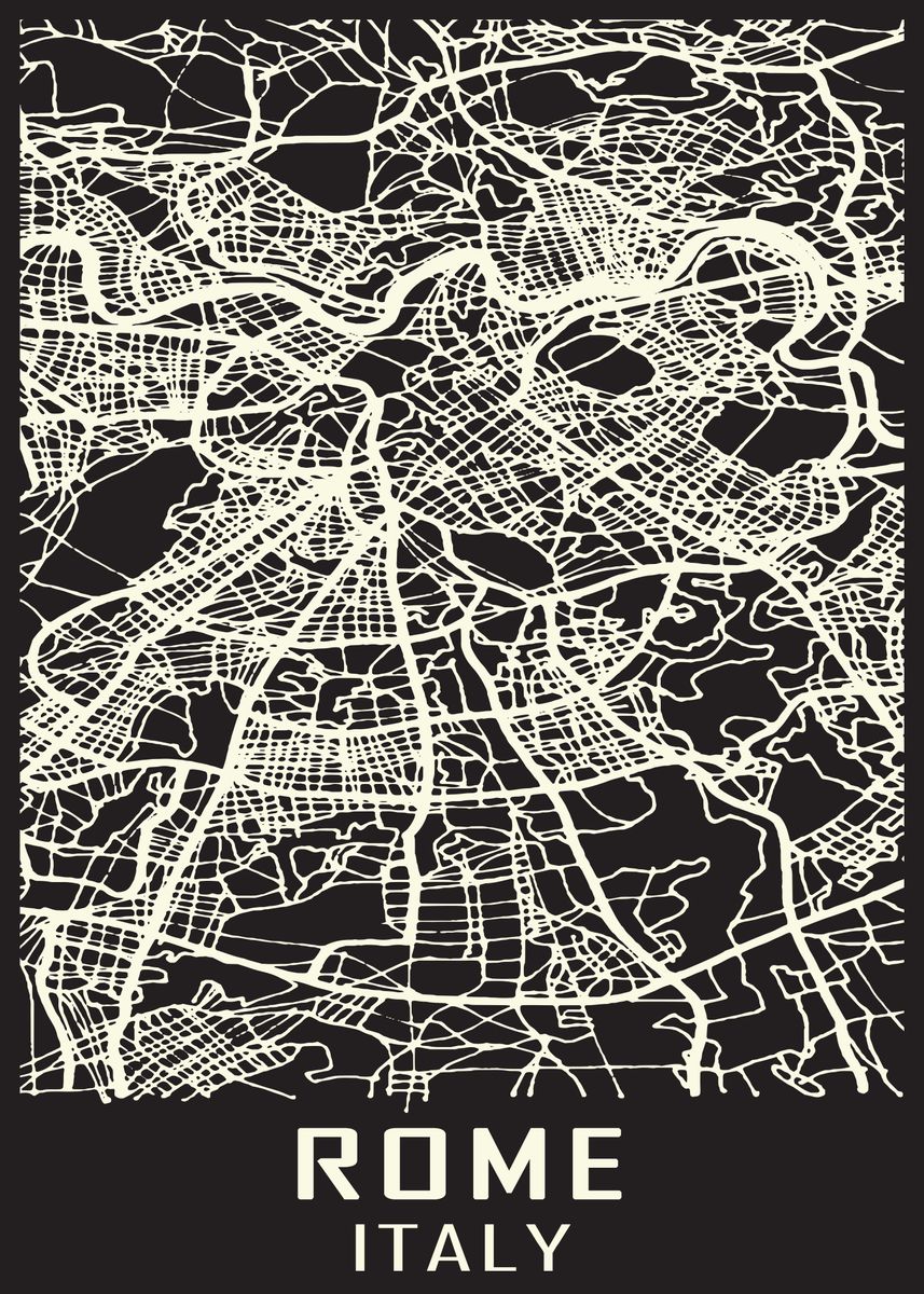 'Rome Italy City Map' Poster, picture, metal print, paint by ...