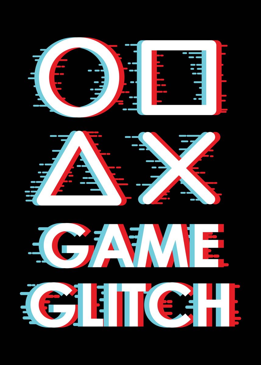 'Game Glitch' Poster, picture, metal print, paint by Selja Cute | Displate