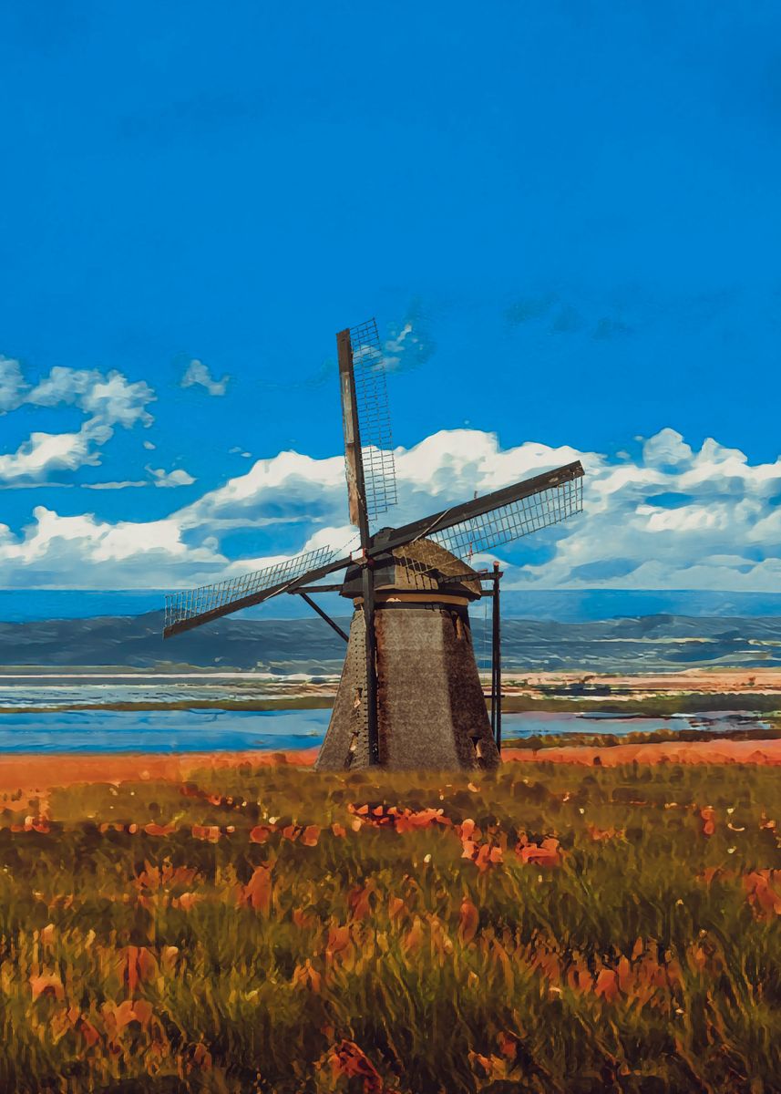 'Windmill' Poster, picture, metal print, paint by AndrejZT | Displate