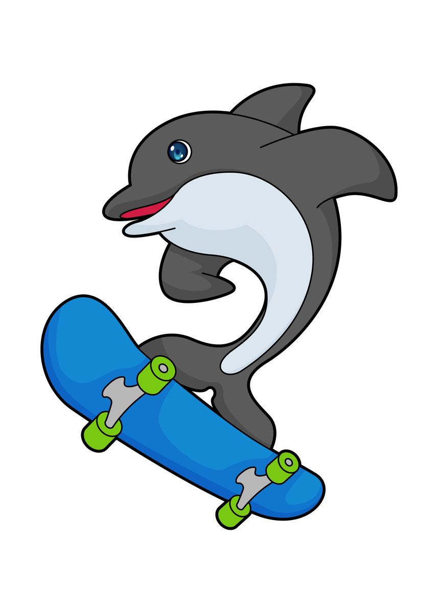 'Dolphin Skater Skateboard' Poster by Markus Schnabel | Displate