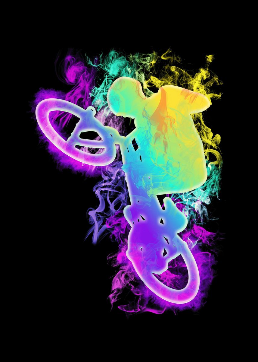 'Colorful BMX Bike Boys' Poster, picture, metal print, paint by ...