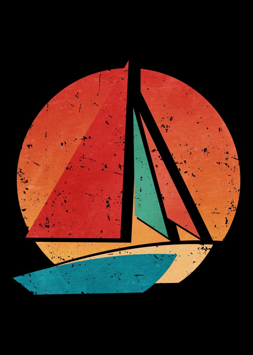 'Retro Catamaran' Poster, picture, metal print, paint by Hexor | Displate