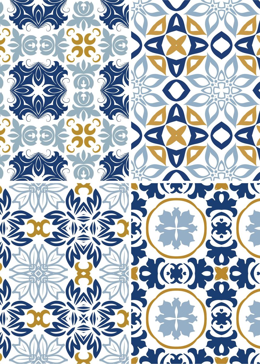 'Mediterranean Blue Tile 70' Poster, picture, metal print, paint by ...
