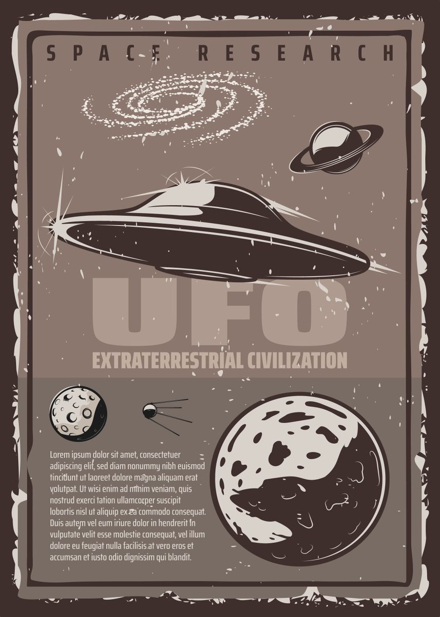 'Retro Space Research' Poster, picture, metal print, paint by 3am ...