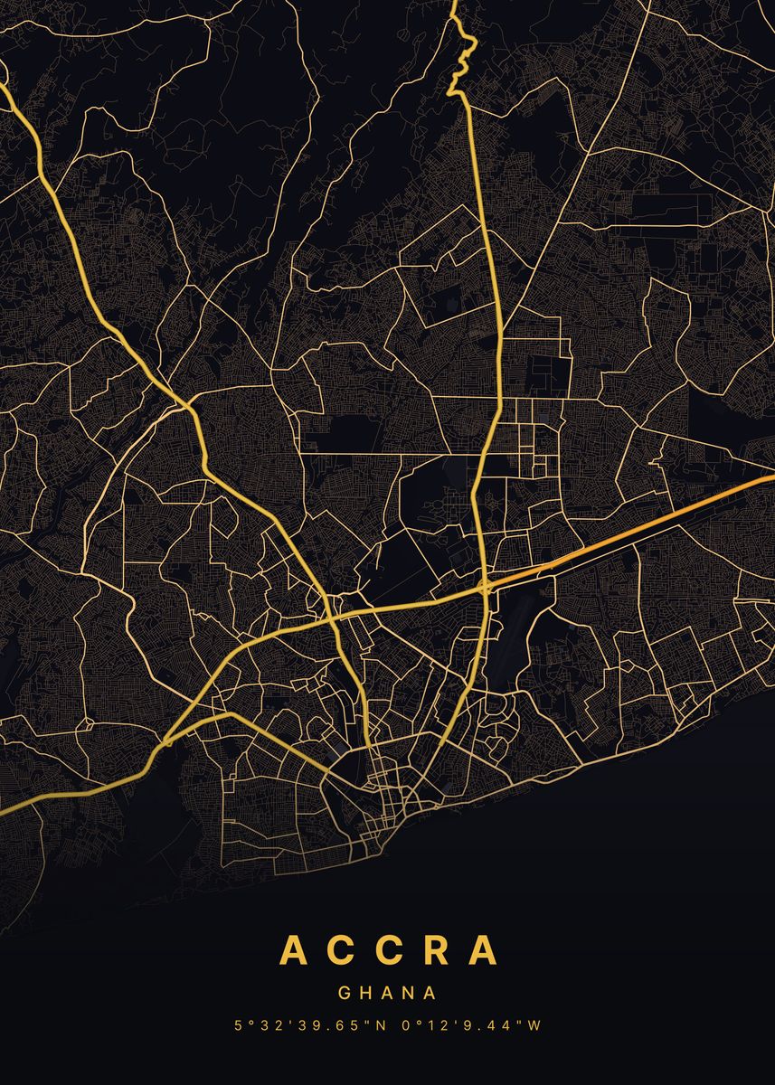 'Accra Ghana' Poster, picture, metal print, paint by Kemi | Displate