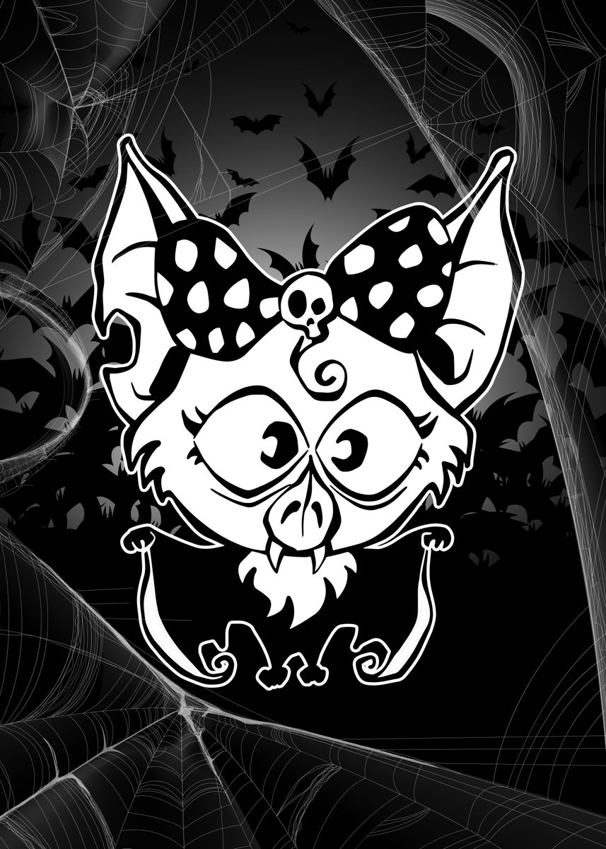 'Cute Baby bat girl' Poster, picture, metal print, paint by LouteCrea ...