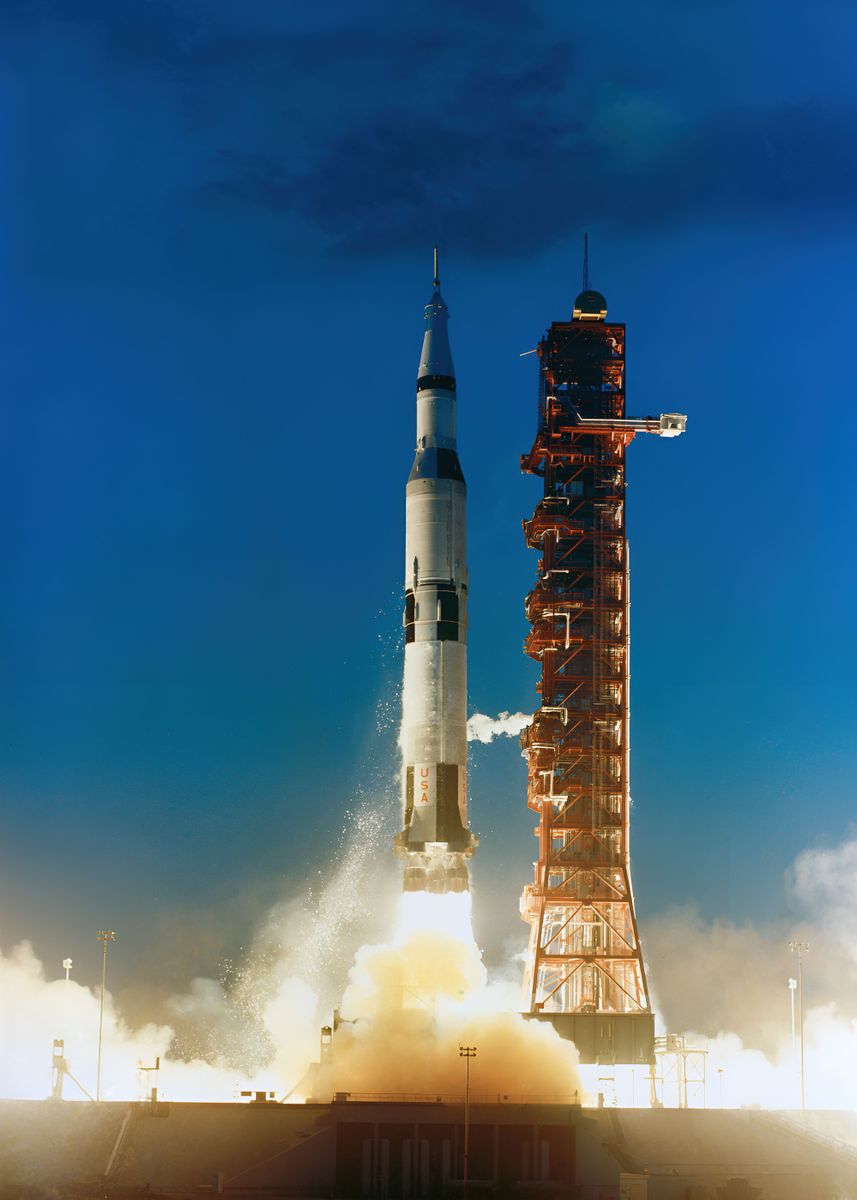 'Saturn V Launching' Poster, picture, metal print, paint by Galaxy ...