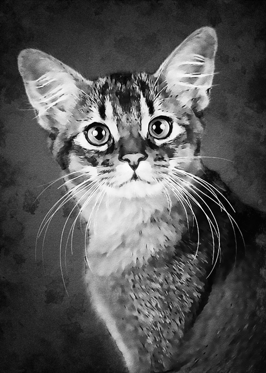 'Cat Monk' Poster, picture, metal print, paint by Coffee Design | Displate