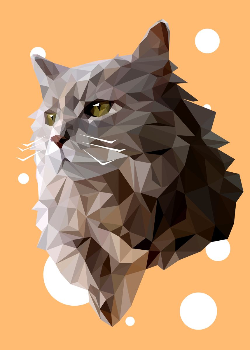 'Cat' Poster, picture, metal print, paint by Lee Jani | Displate