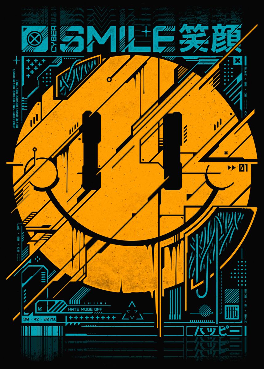 'Cyber Smile' Poster, picture, metal print, paint by StudioM6 Designs ...