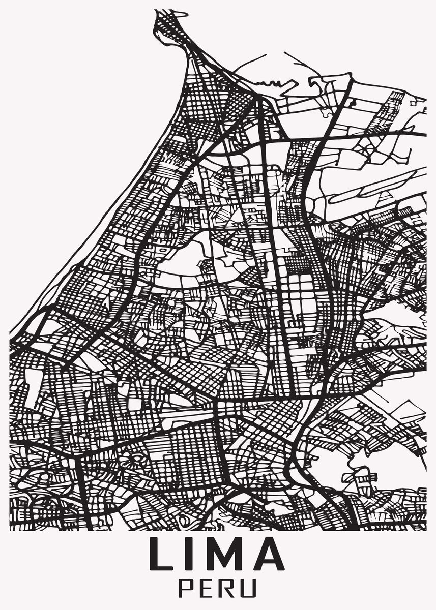'Lima Peru City Map' Poster, picture, metal print, paint by HildaWarren ...