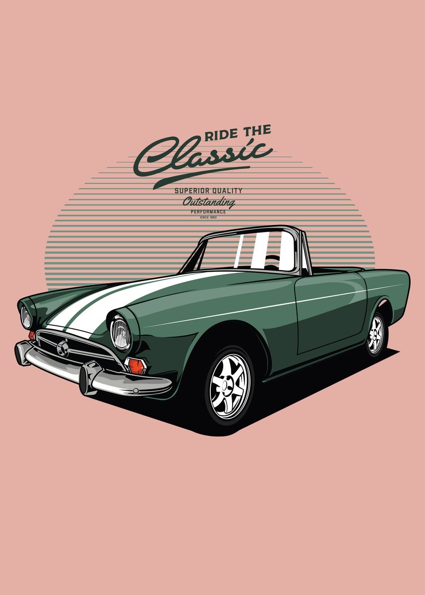 'Classic Car Vintage Poster' Poster, picture, metal print, paint by ...