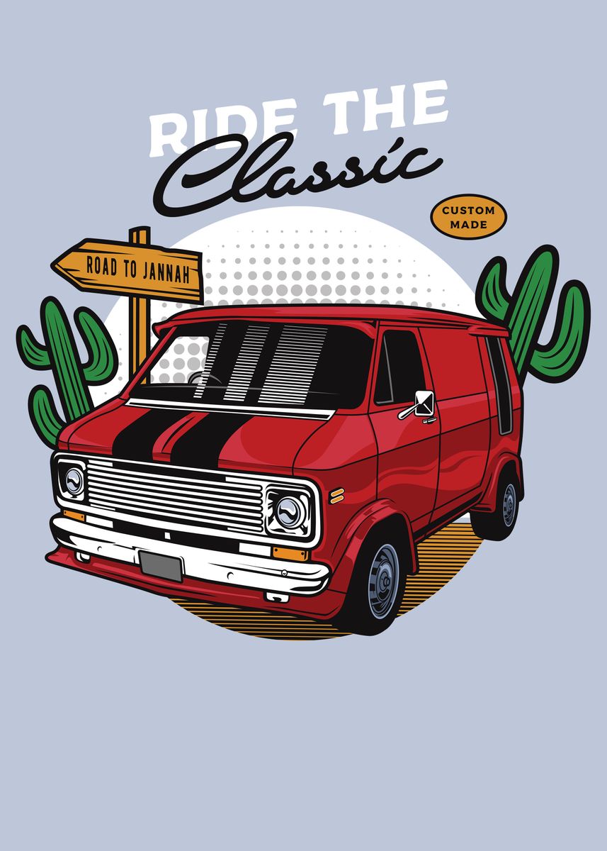 'Vintage Retro Van Poster' Poster by Illustration Guy | Displate