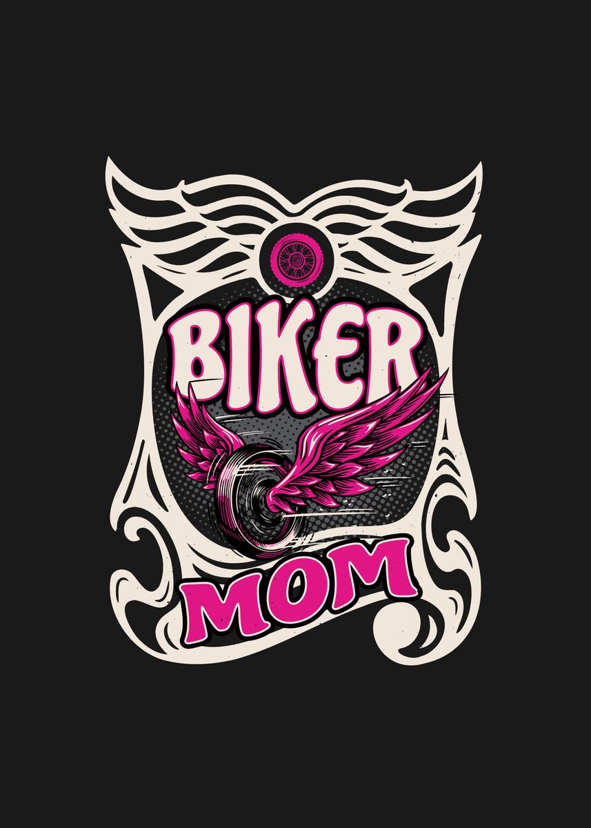 'Biker Mom Motorcycle' Poster, picture, metal print, paint by Foxxy ...