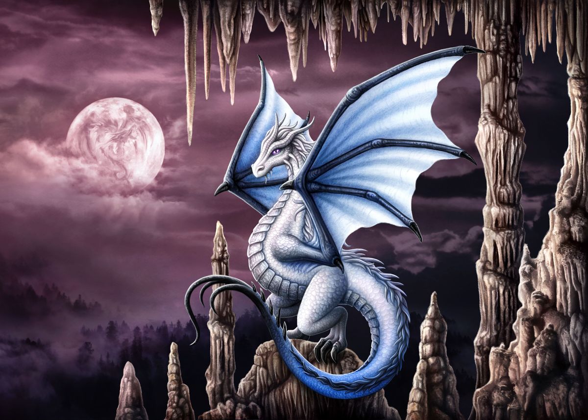 'Magic blue dragon' Poster by Sarah Richter | Displate