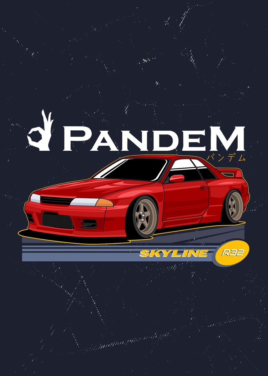 'R32 Skyline pandem Style' Poster, picture, metal print, paint by Masje ...