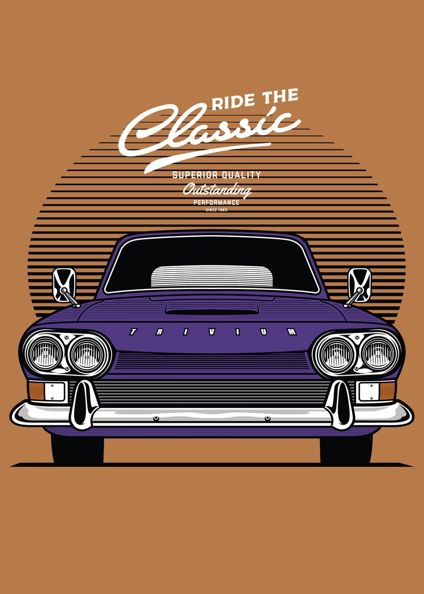 'Classic Car Vintage Poster' Poster, picture, metal print, paint by ...