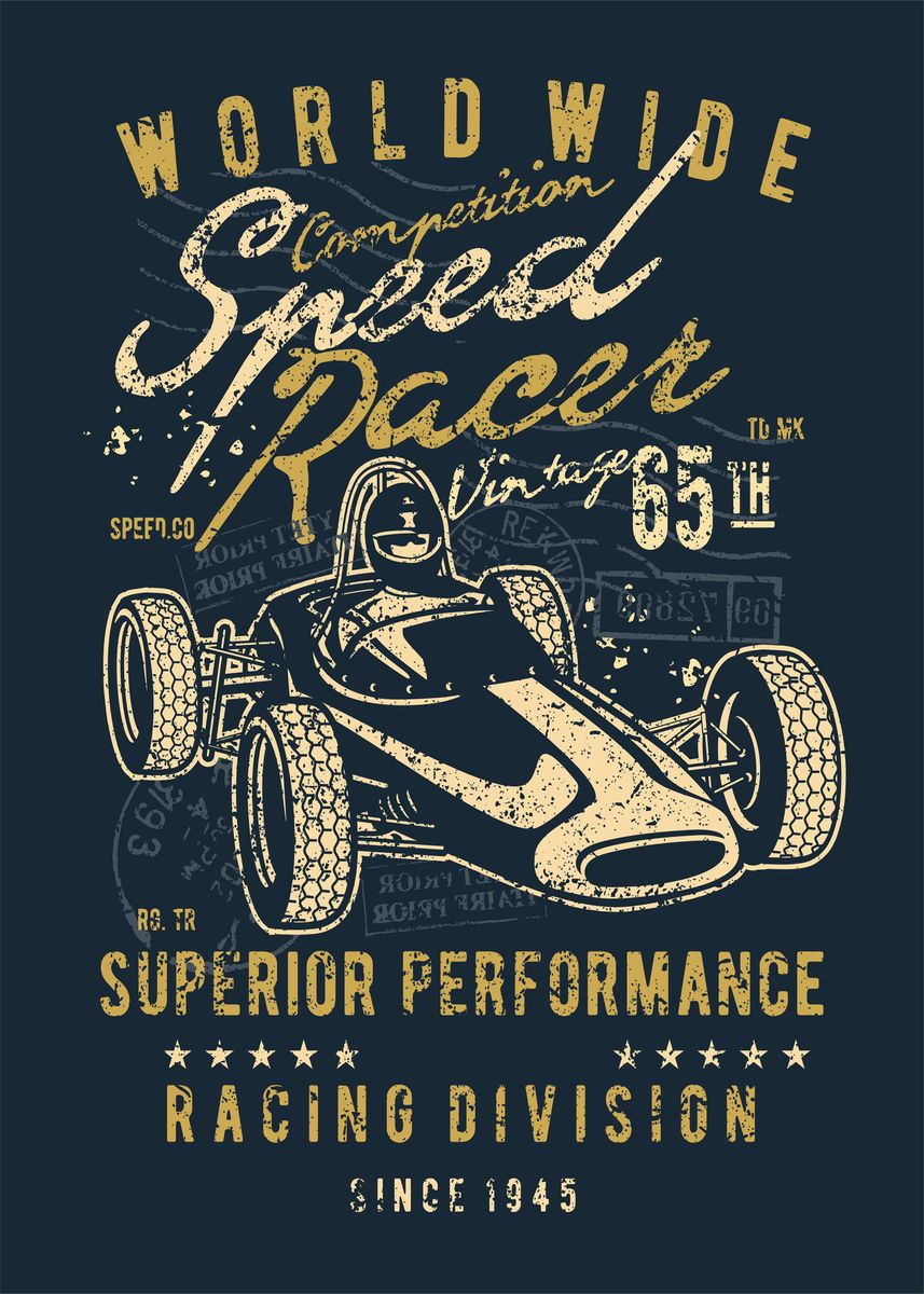 'Speed racer vintage' Poster, picture, metal print, paint by ...