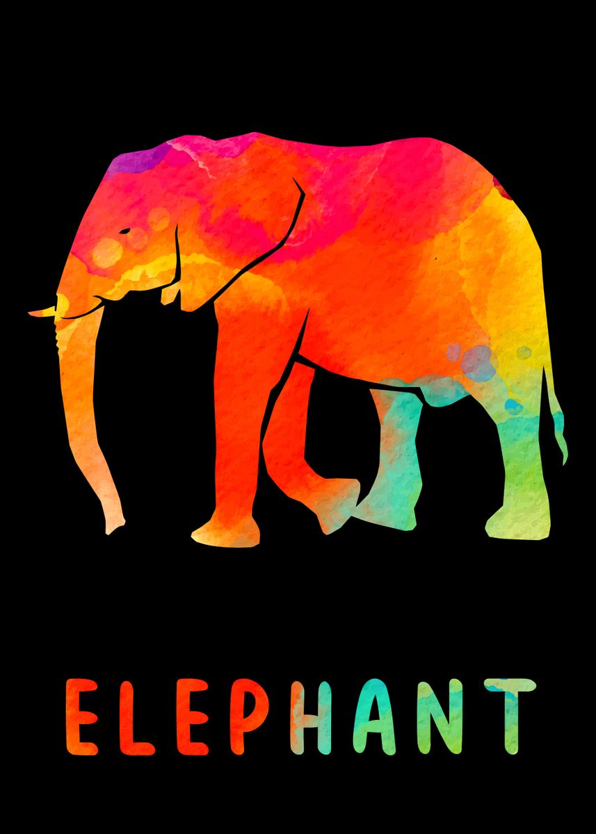 'Elephant Colorful Animal' Poster by Yannis Denton | Displate