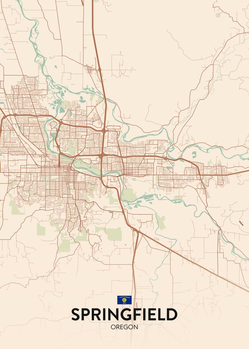 'Springfield OR' Poster, picture, metal print, paint by IMR Designs ...