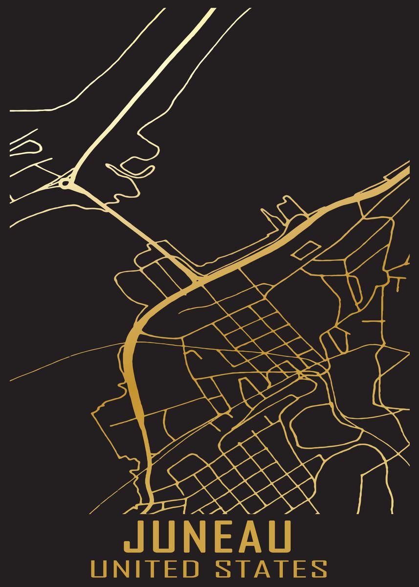 'Juneau USA City Map' Poster, picture, metal print, paint by ...
