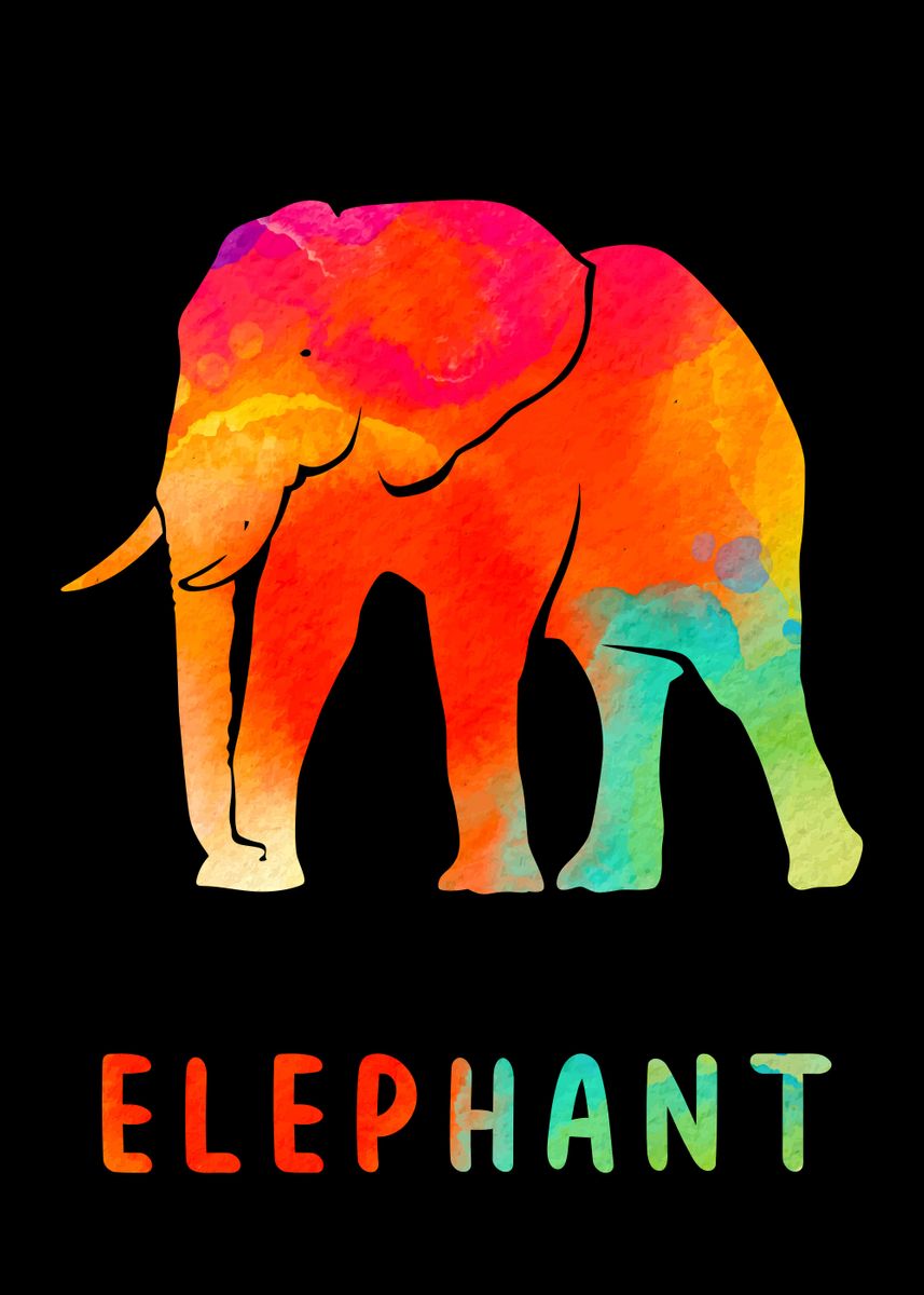 'Elephant Colorful Animal' Poster by Yannis Denton | Displate