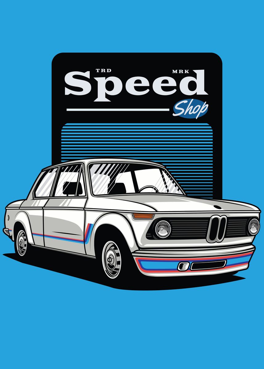 'Vintage Car Speed Poster' Poster by Illustration Guy | Displate