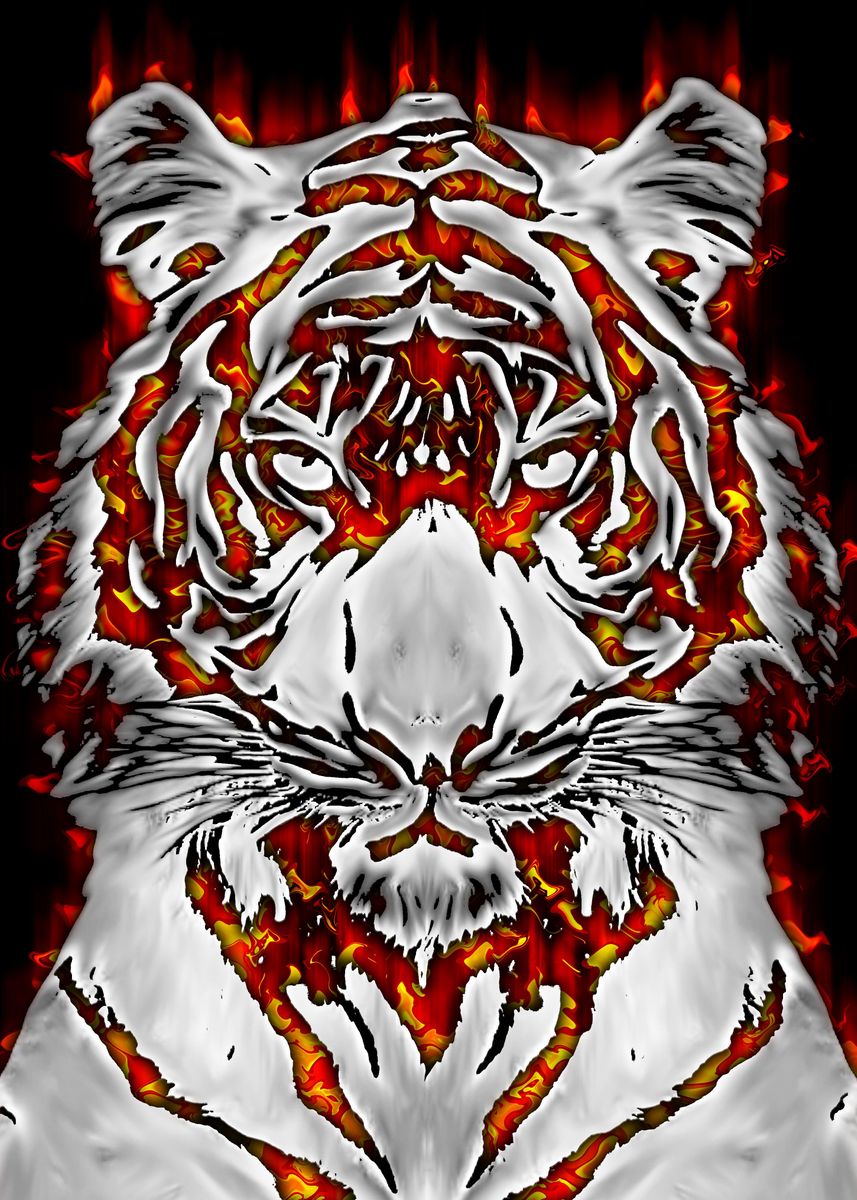'white tiger wild' Poster, picture, metal print, paint by Izmo ...