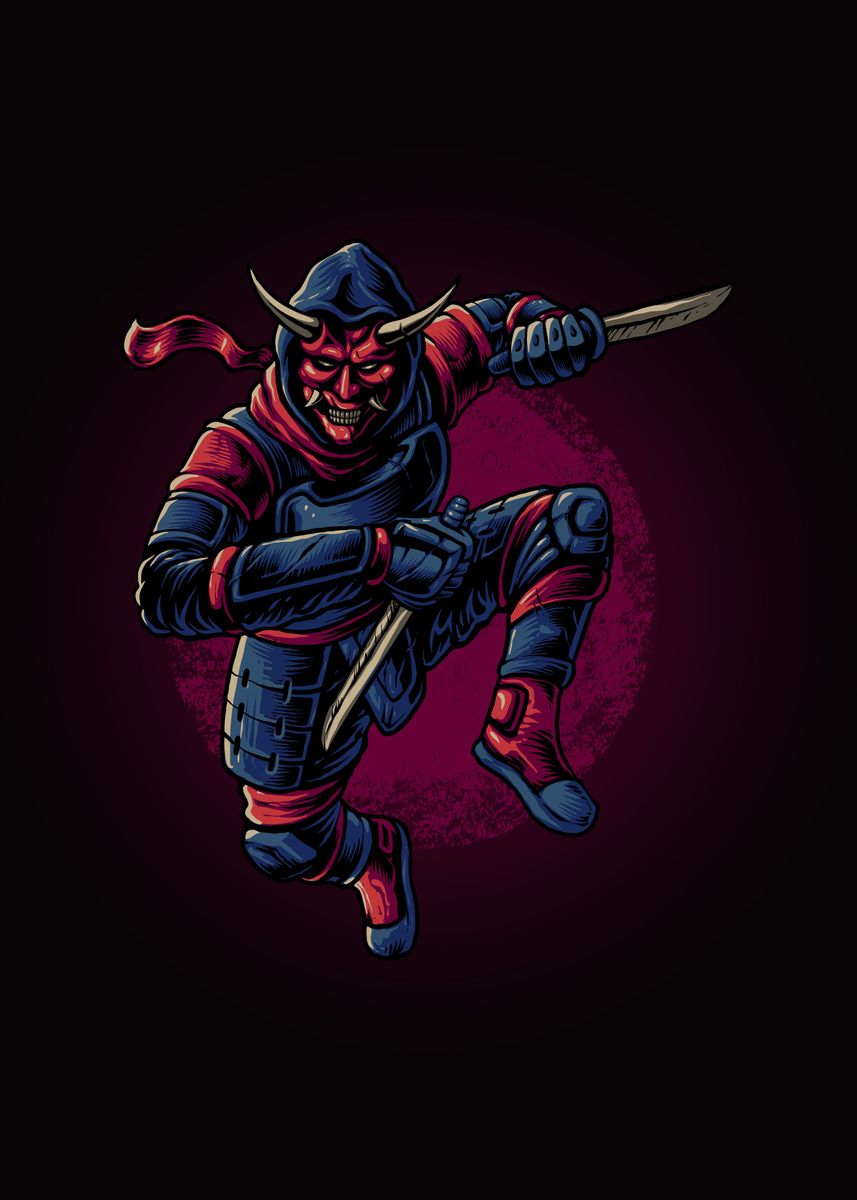 'The ninja with mask' Poster, picture, metal print, paint by Tran Duc ...