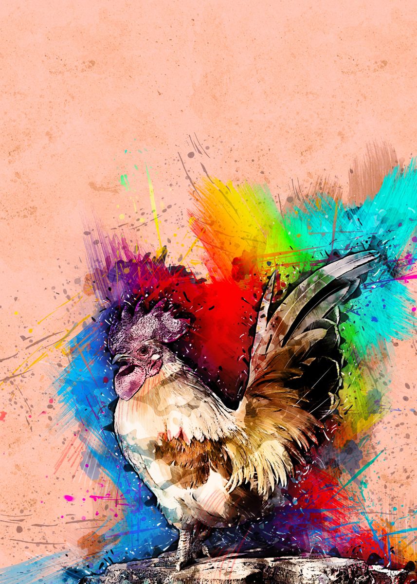 'Rooster 151' Poster, picture, metal print, paint by TaTu Art | Displate