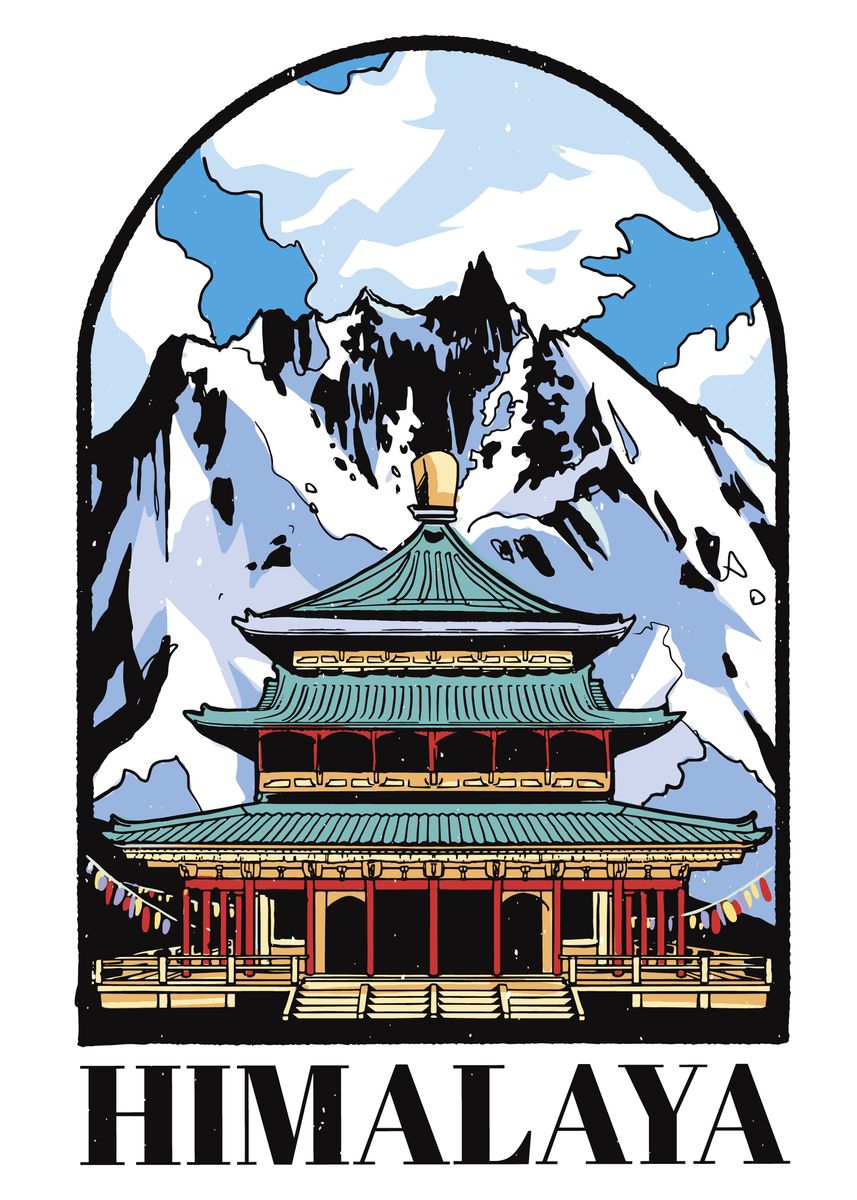 'Himalaya Temple Mountains' Poster, picture, metal print, paint by Max ...
