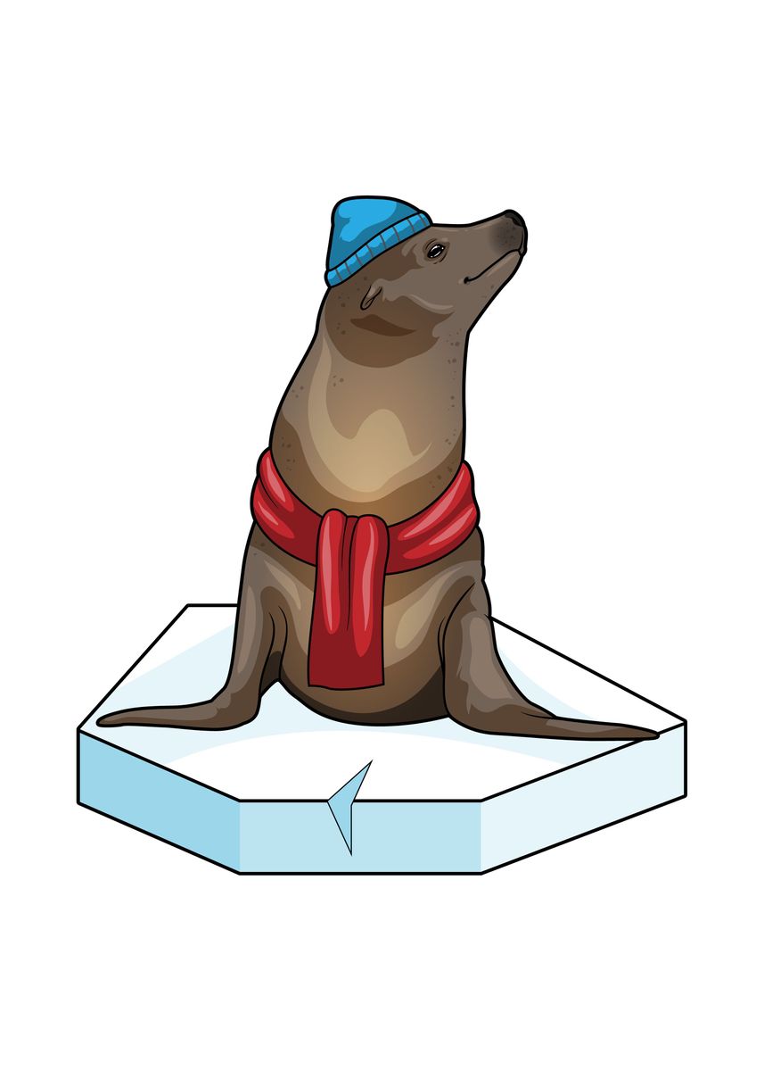 'Seal Ice floe Beanie' Poster by Markus Schnabel | Displate