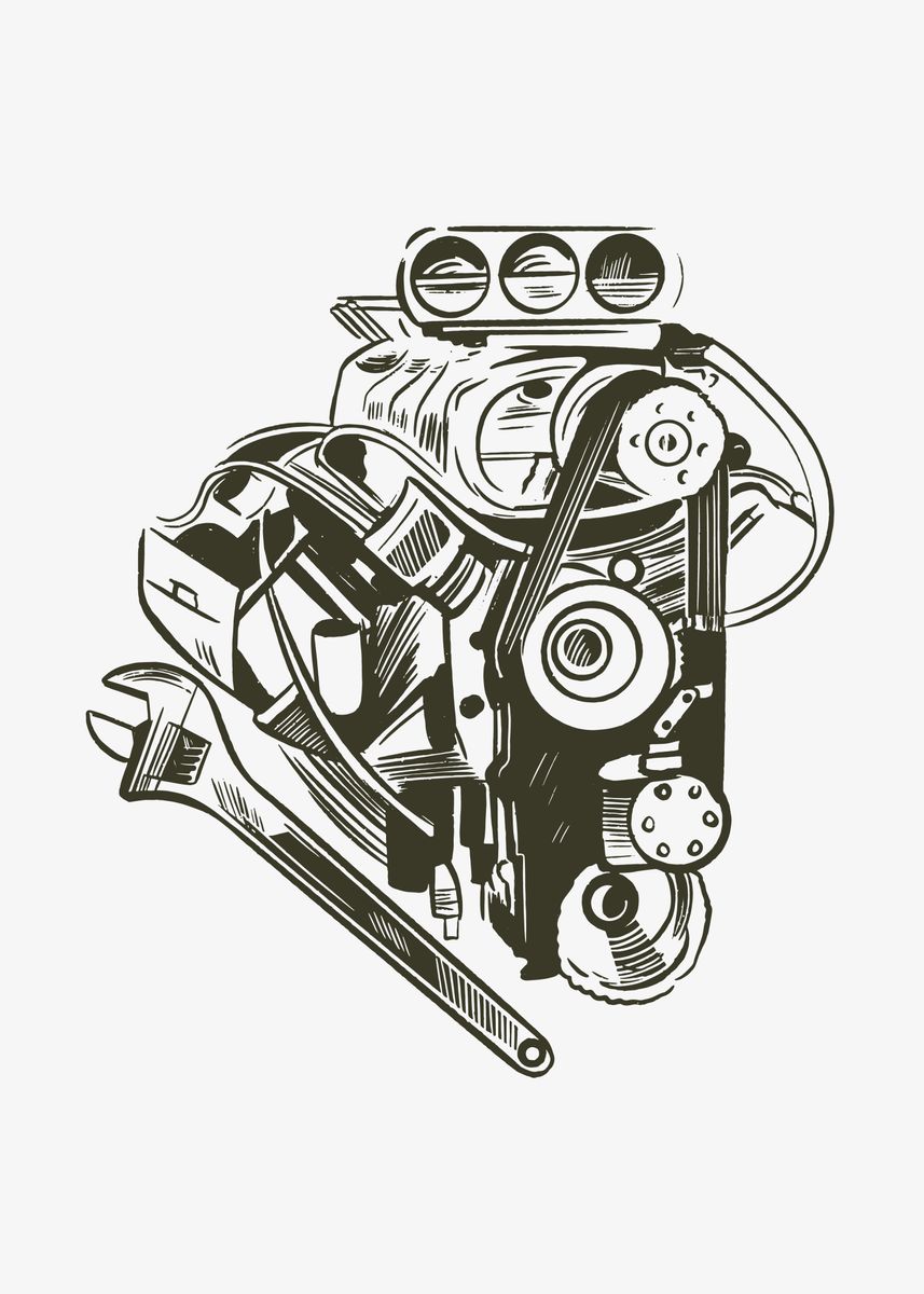 'Car mechanic' Poster, picture, metal print, paint by Artbe | Displate