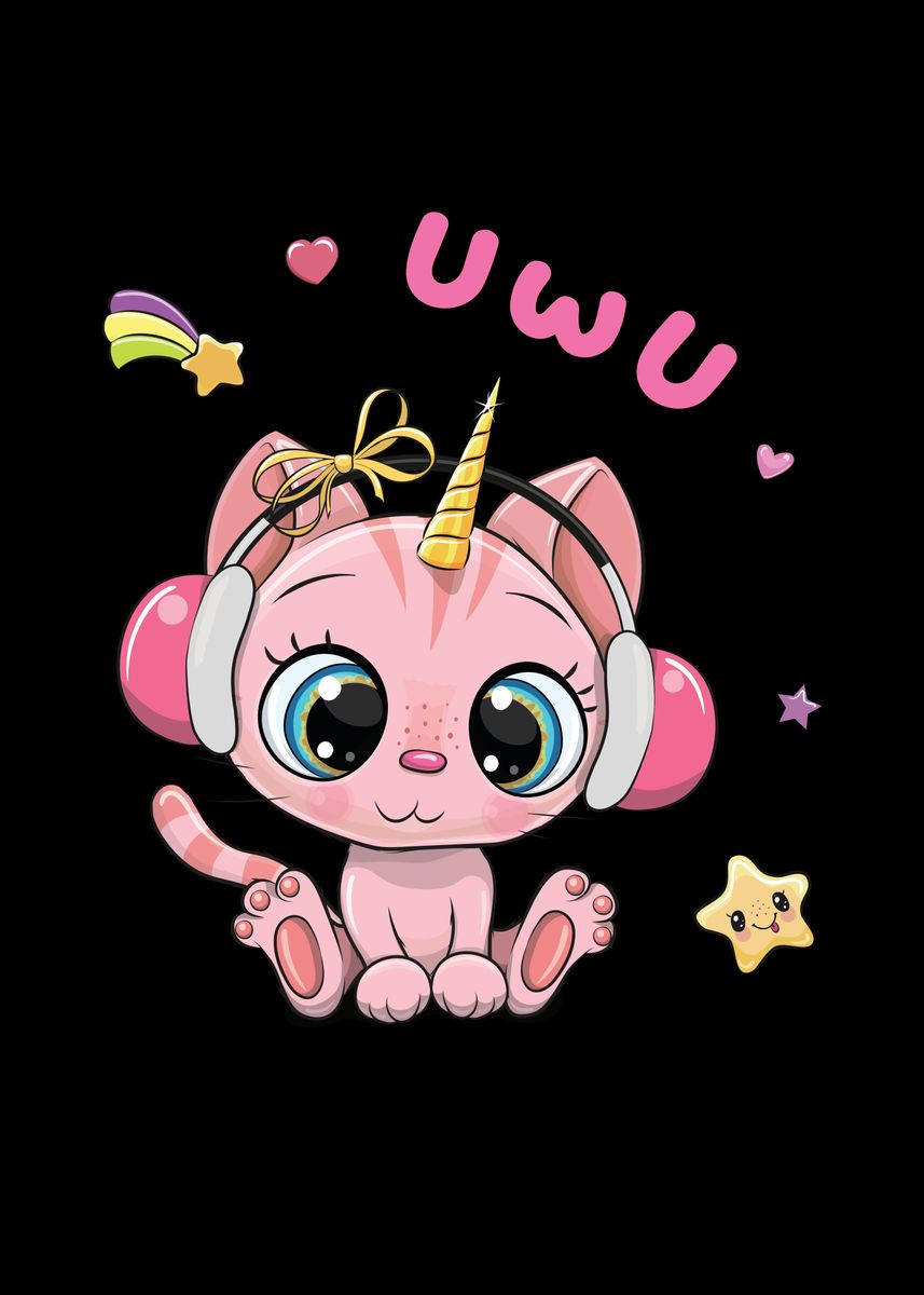 'Uwu Cat Kwaii Cute Japan' Poster by Mooon | Displate