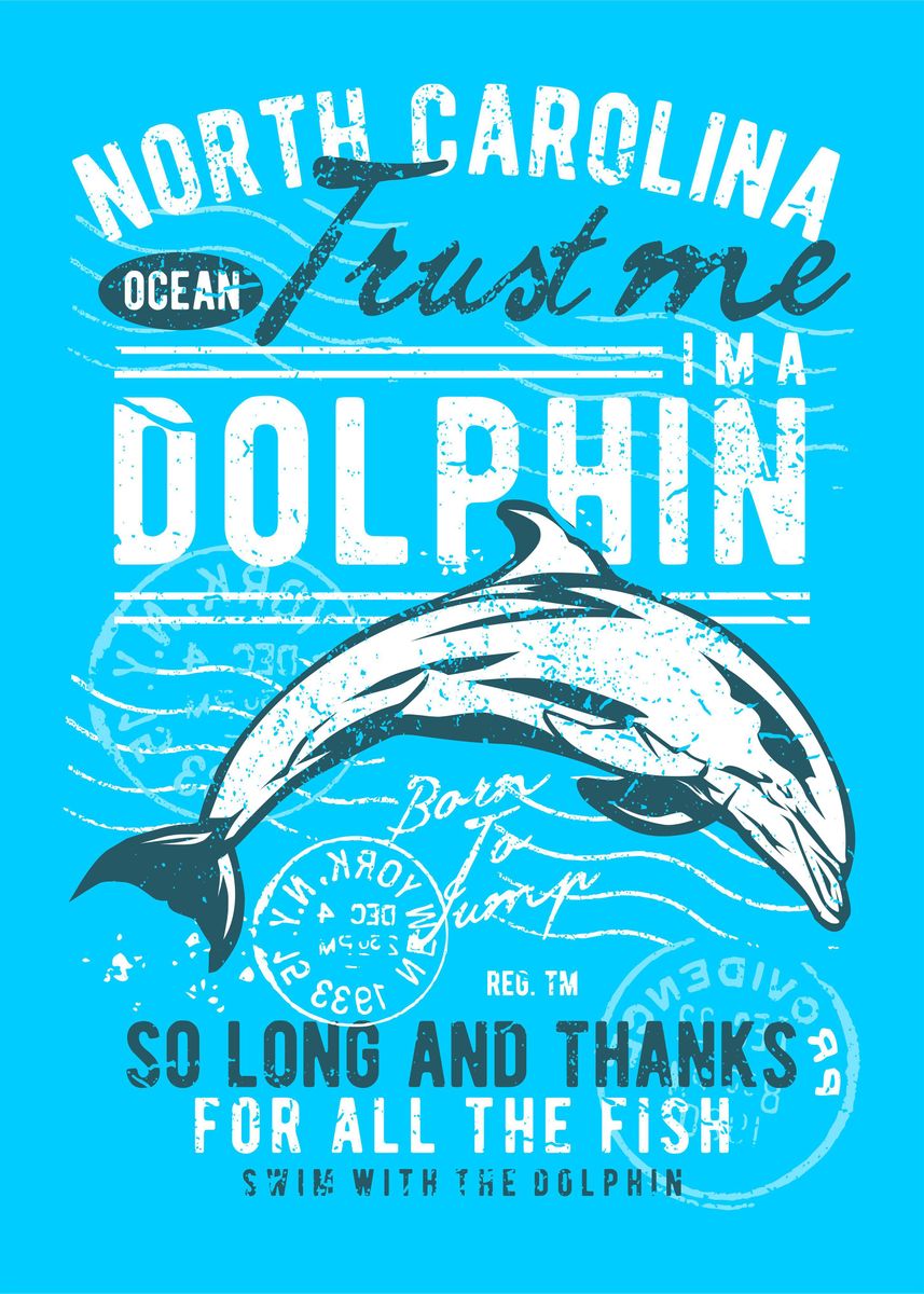 'Vintage dolphin' Poster by RickyEKelly | Displate