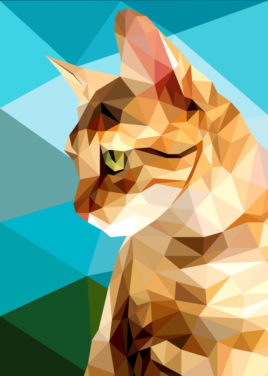 'Cat' Poster, picture, metal print, paint by toan nguyen | Displate