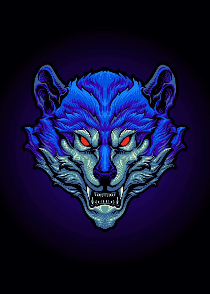 'The blue wolf head' Poster, picture, metal print, paint by Tran Duc ...