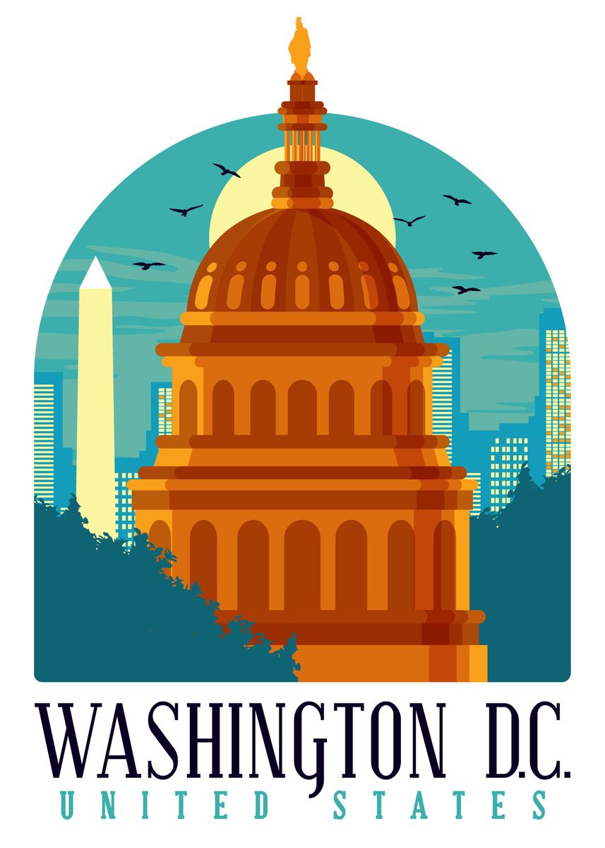 'Washington City USA' Poster, picture, metal print, paint by Max Ronn ...