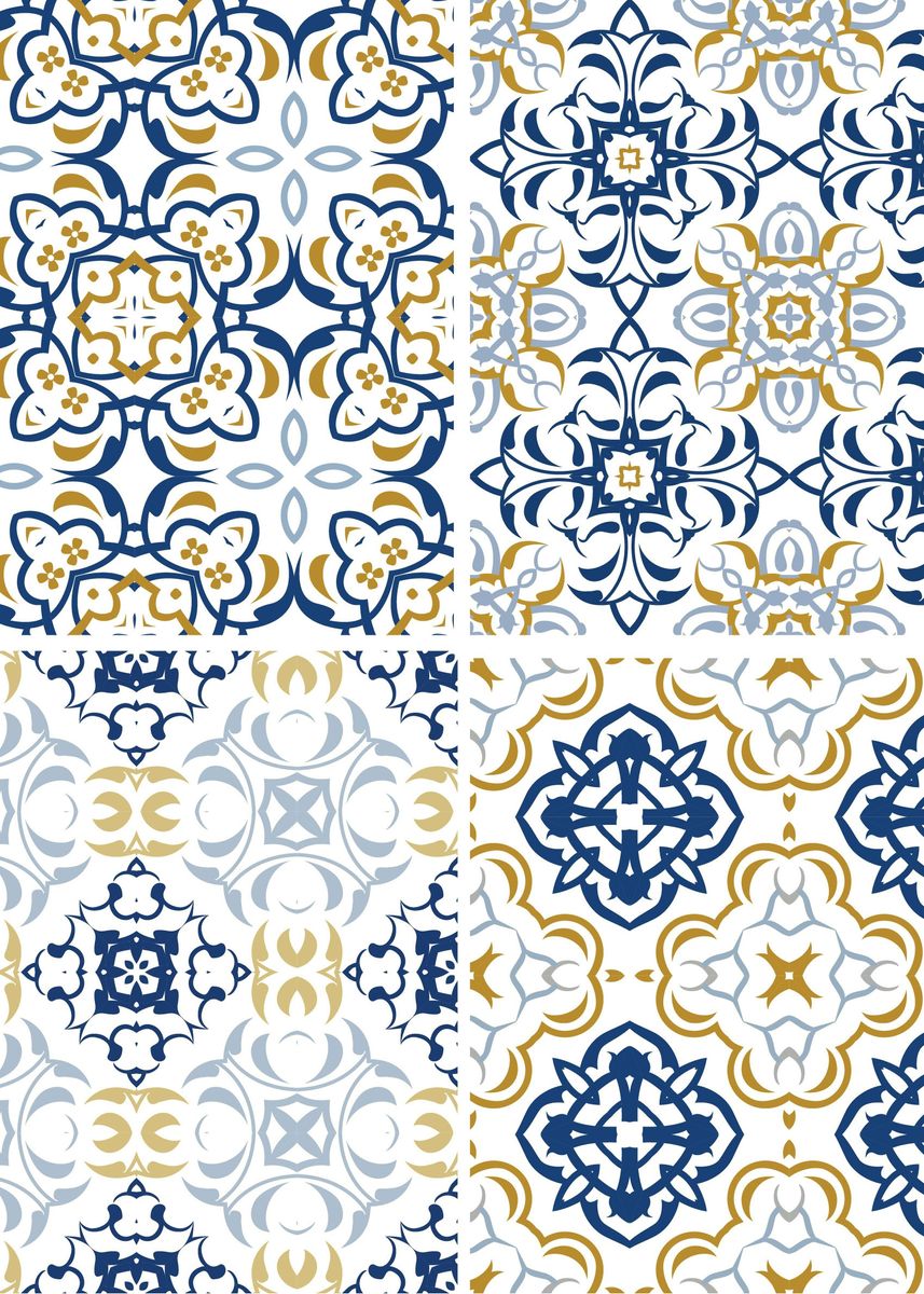 'Mediterranean Blue Tile 85' Poster by Aloke Design | Displate