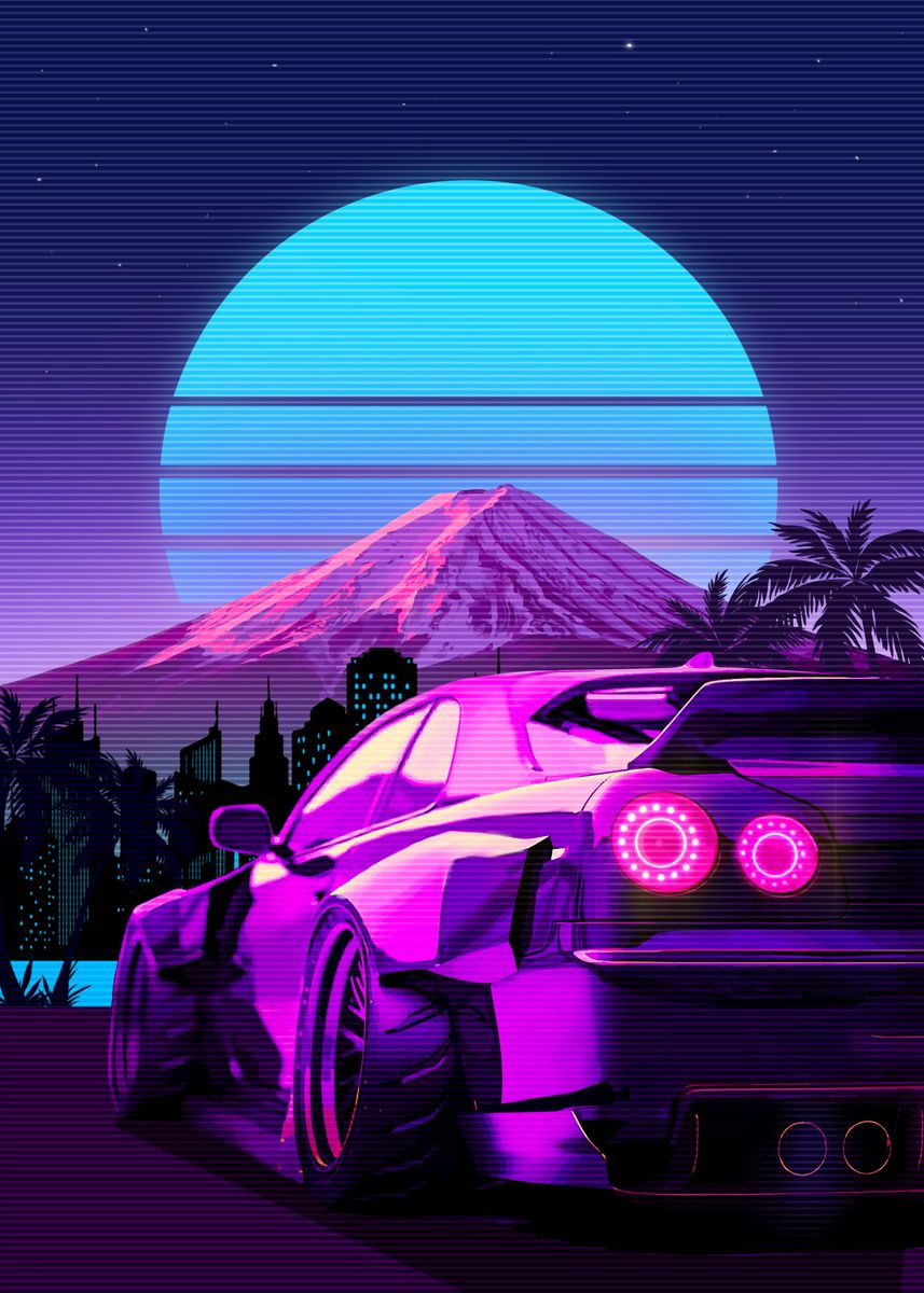 'Skyline GTR R34' Poster, picture, metal print, paint by Boon Edgar ...