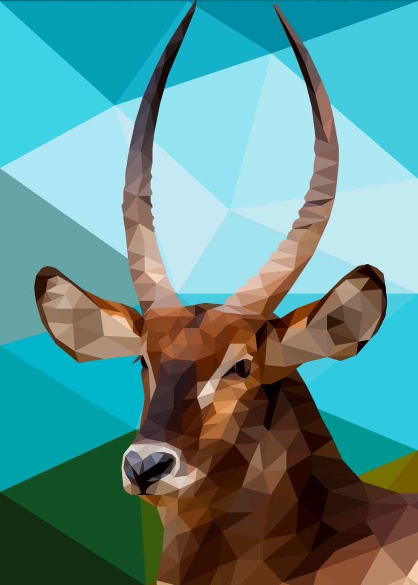 'Antelope' Poster, picture, metal print, paint by toan nguyen | Displate