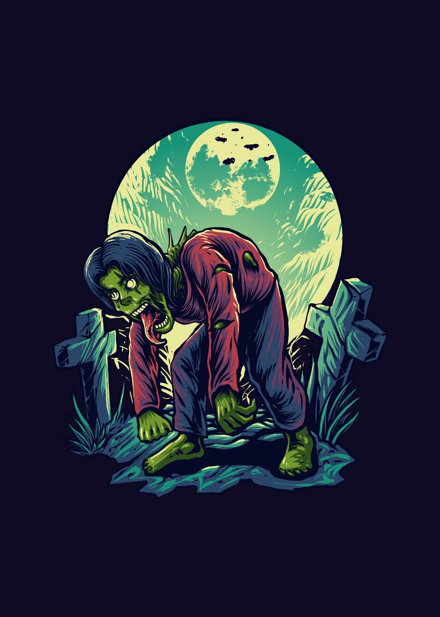 'The zombie on graveyard' Poster, picture, metal print, paint by Tran ...