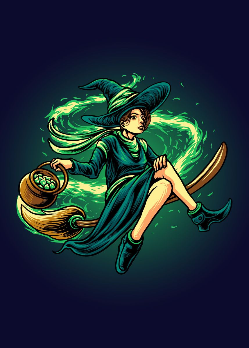 'The flying witch' Poster by Tran Duc Hieu | Displate