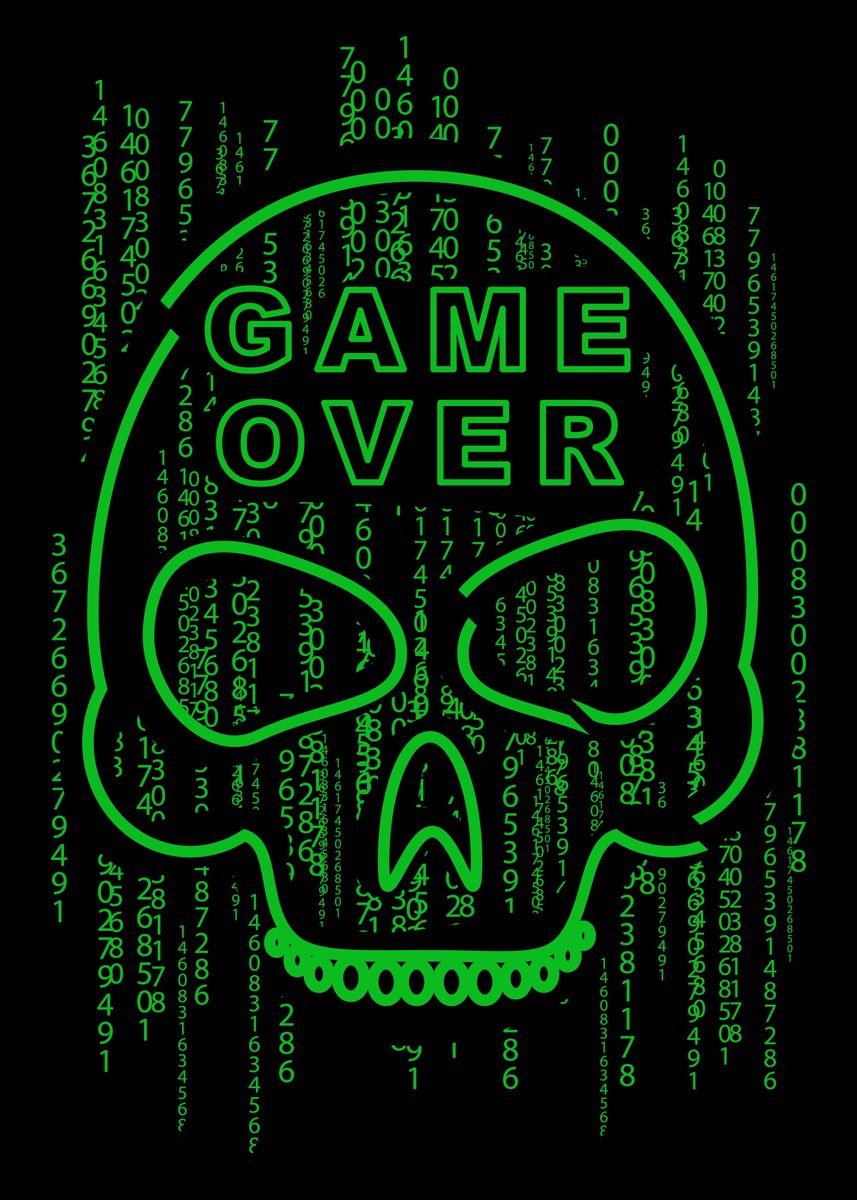 'game over' Poster, picture, metal print, paint by Selja Cute | Displate