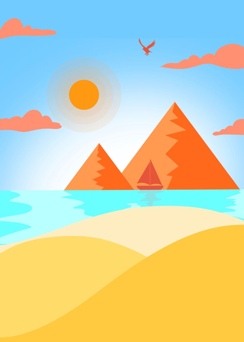 'Nile river Egypt pyramids' Poster, picture, metal print, paint by ...